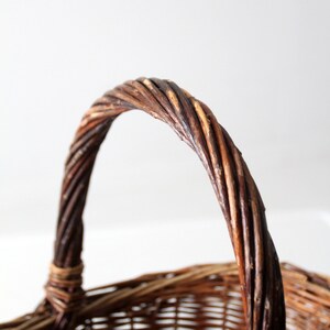 Vintage Wicker Handle Basket - Etsy