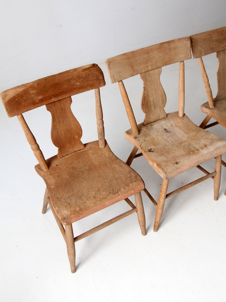 Antique Fiddle Back Chairs Set of 4 - Etsy