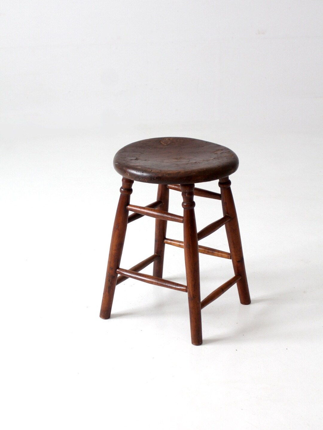 Antique Turned Leg Wood Stool - Etsy