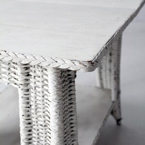 Antique White Wicker Library Table - Etsy