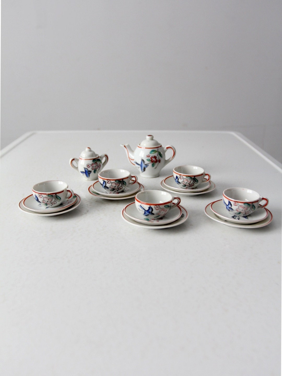 Vintage Japanese Miniature Porcelain Tea Set - Etsy