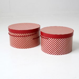 Vintage Candy Cane Stripe Hat Boxes Pair - Etsy