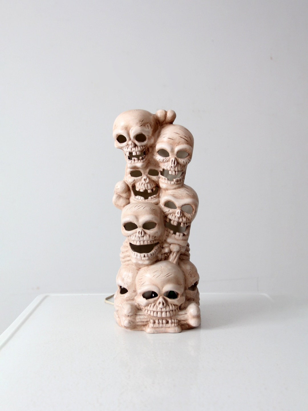 Vintage Lighted Ceramic Skull Stack - Etsy
