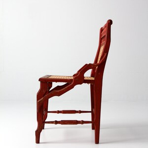 Antique Caned Chair, Red Accent Chair, Turned Wood Chair - Etsy