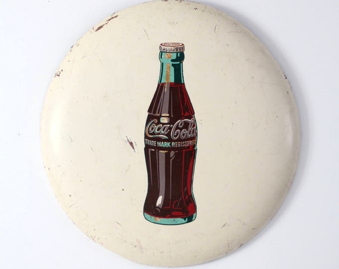 Vintage Coca-cola Sign, Large White Metal Coke Button Sign - Etsy