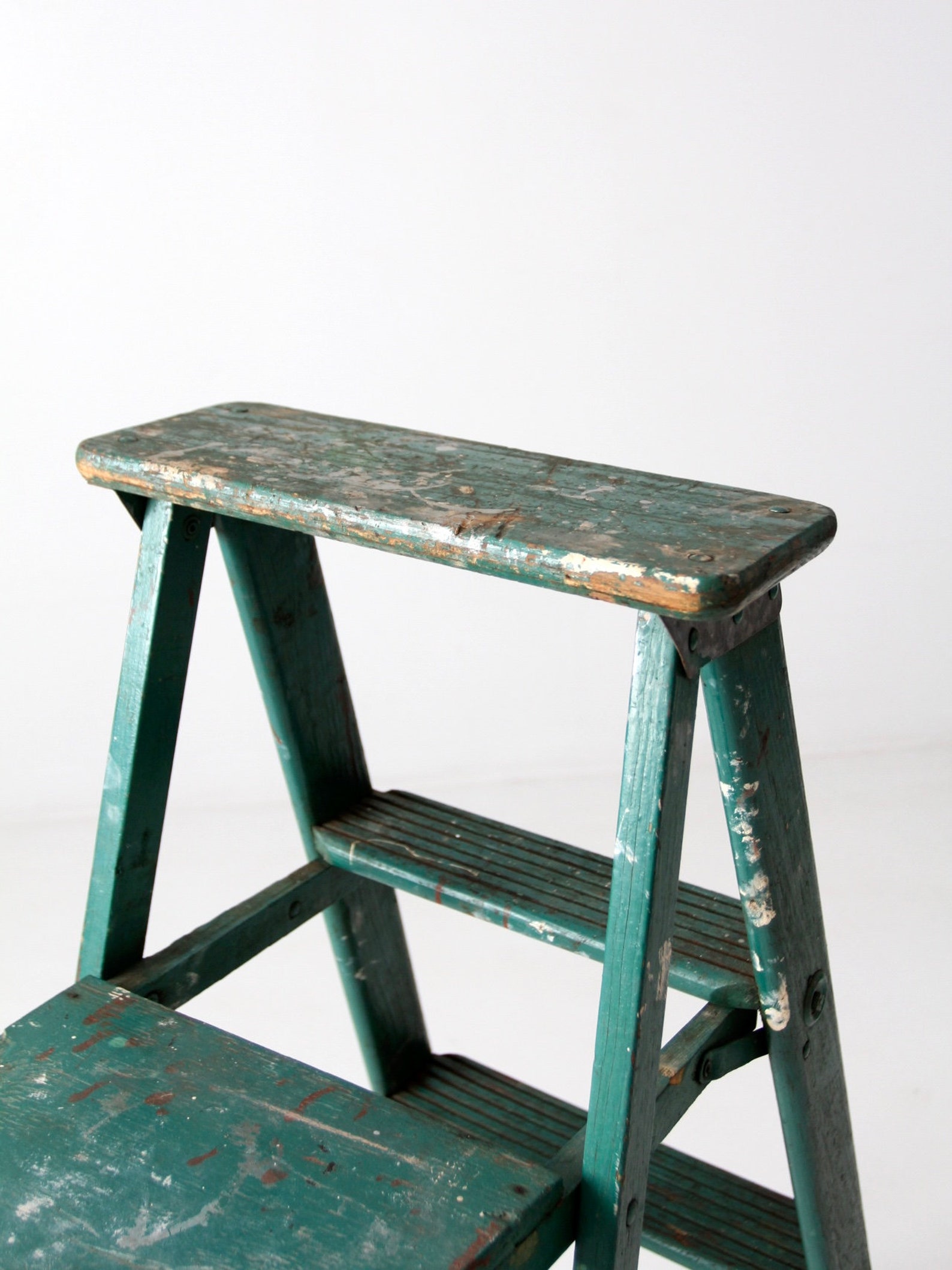 Vintage Green Wood Ladder Painted Ladder - Etsy