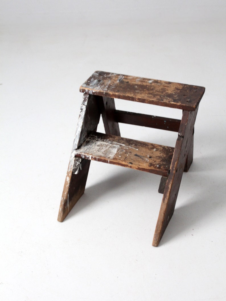 Vintage Wooden Step Stool - Etsy