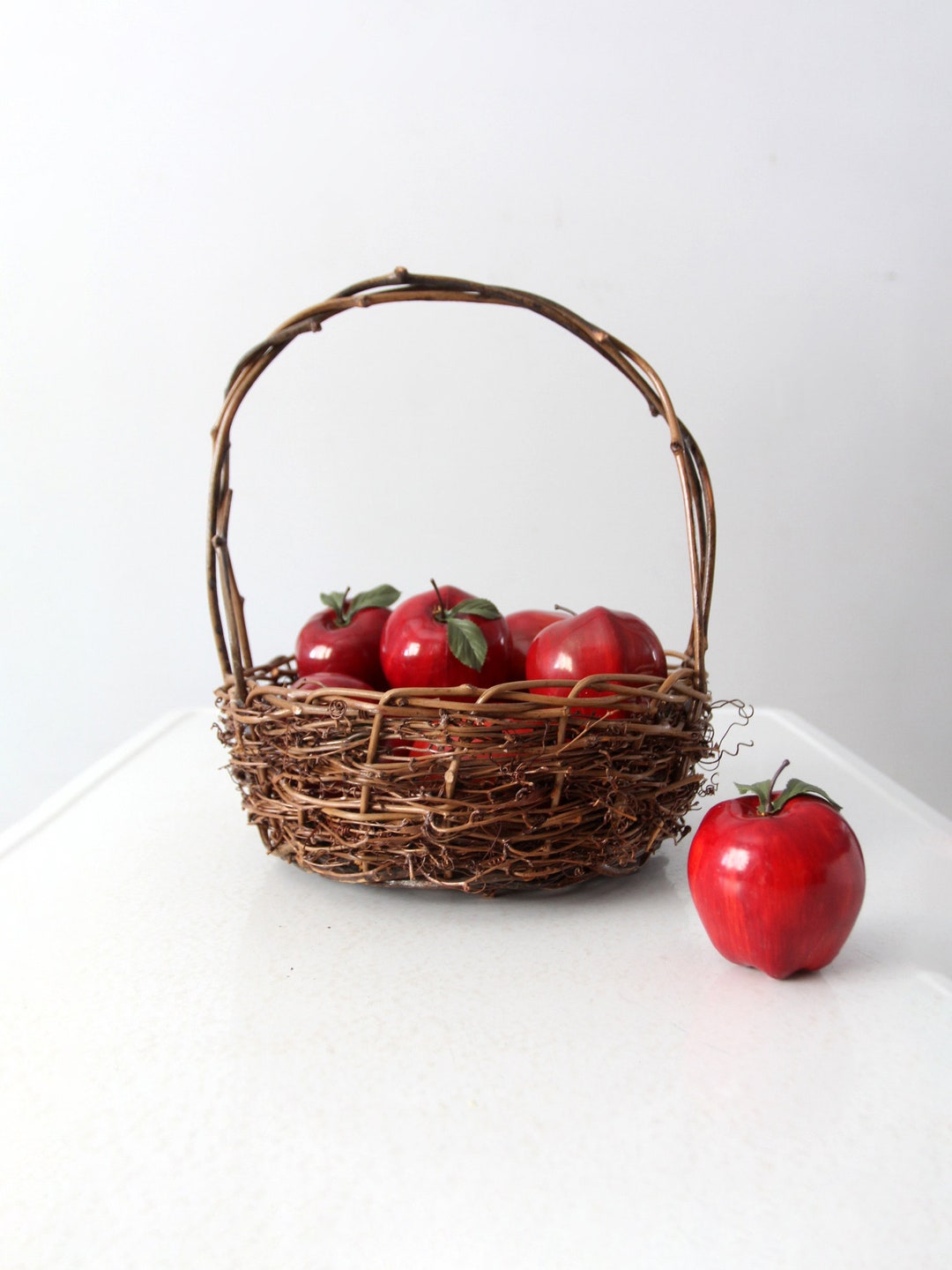 Vintage Rustic Twig Basket - Etsy