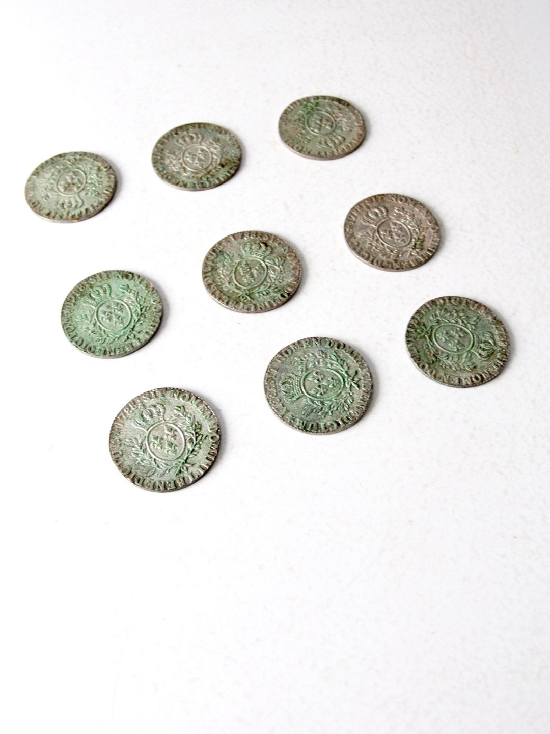 Vintage Coin Coasters Set: Louis XVI Replica, Silver Tone (set of 9) - Etsy