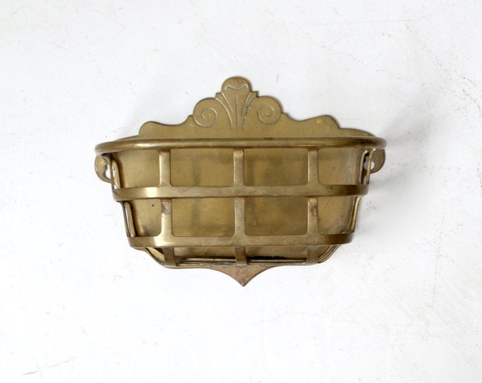 Antique Brass Wall Basket - Etsy