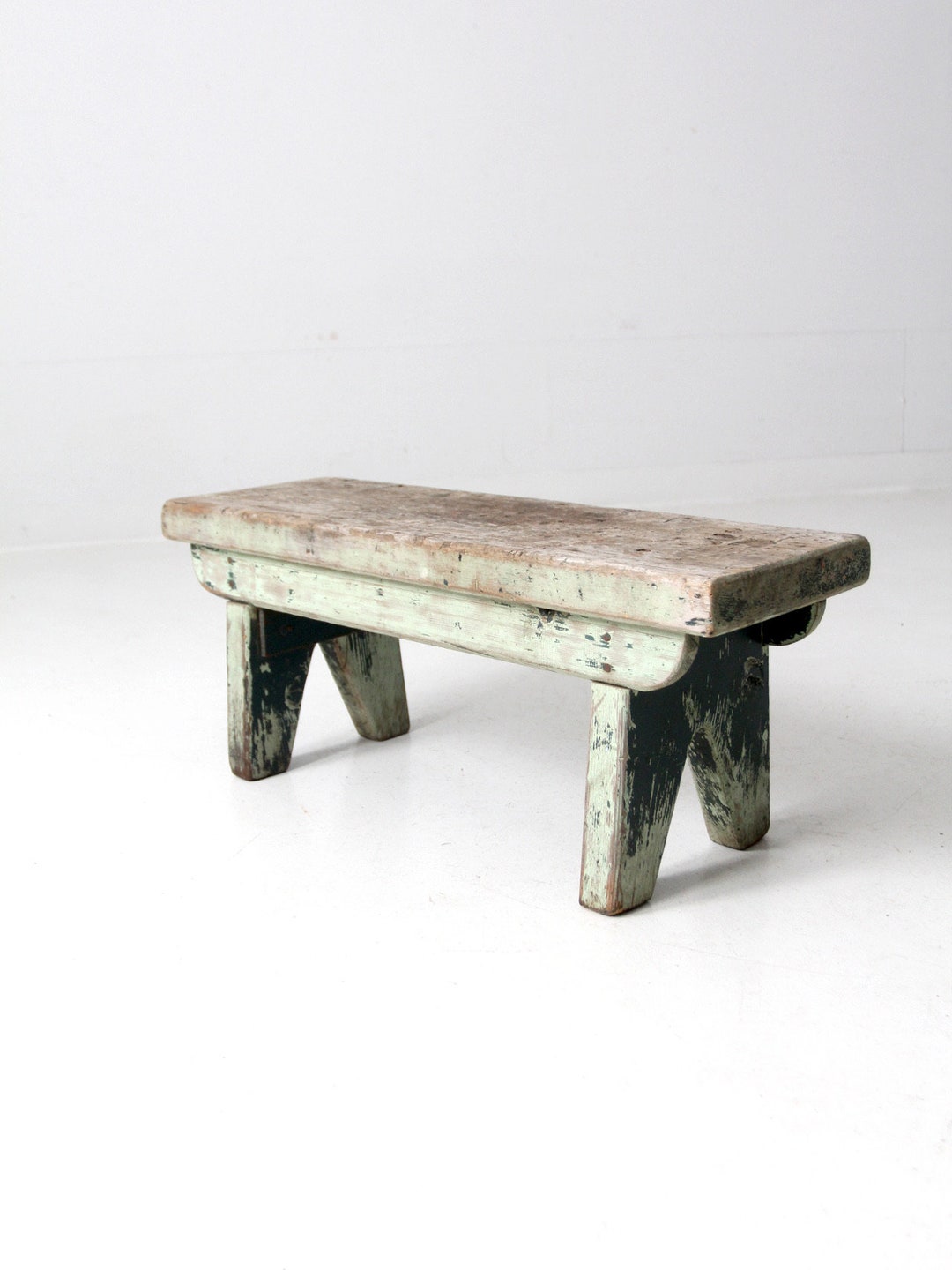 Antique Primitive Wooden Footstool Bench - Etsy