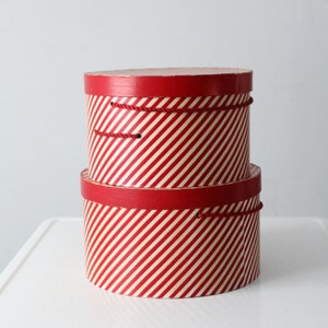 Vintage Candy Cane Stripe Hat Boxes Pair - Etsy