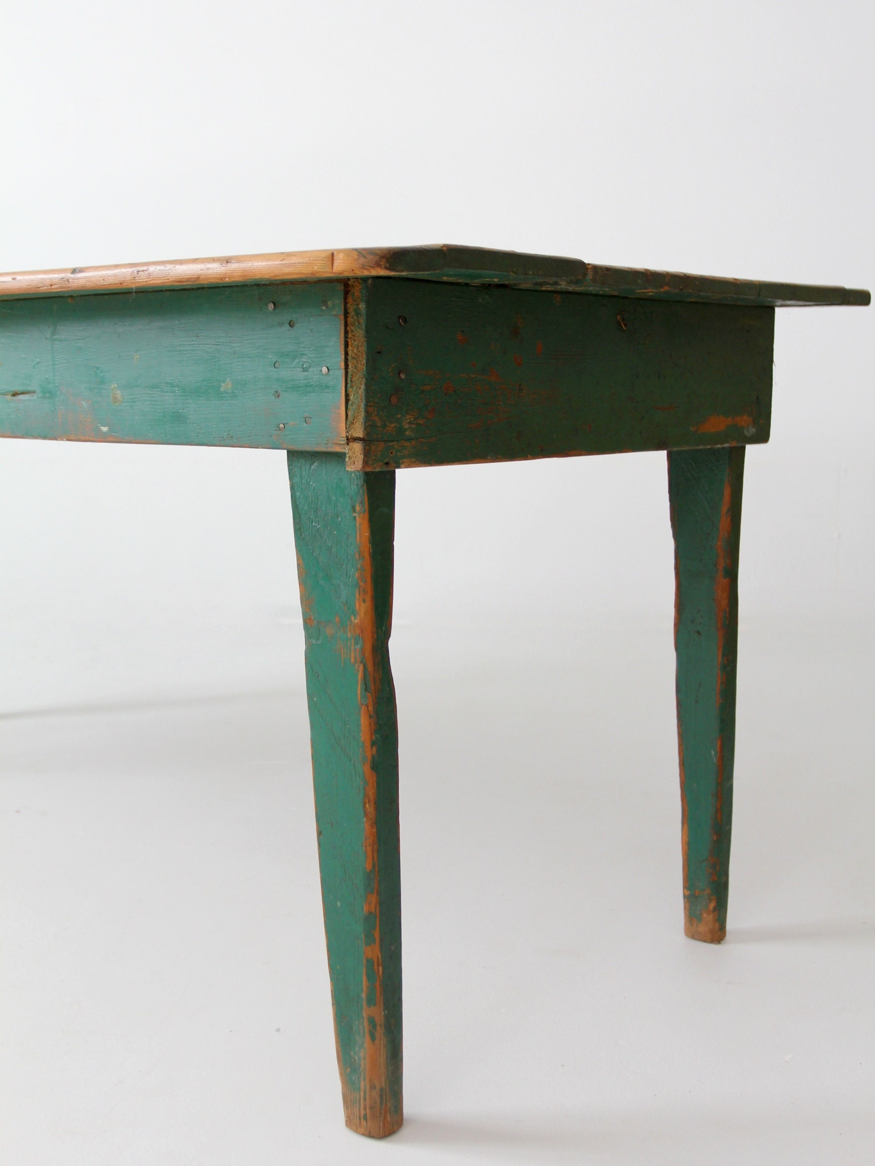 Antique green wood table primitive kitchen table farmhouse | Etsy