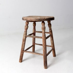 Antique Rustic Wooden Stool - Etsy