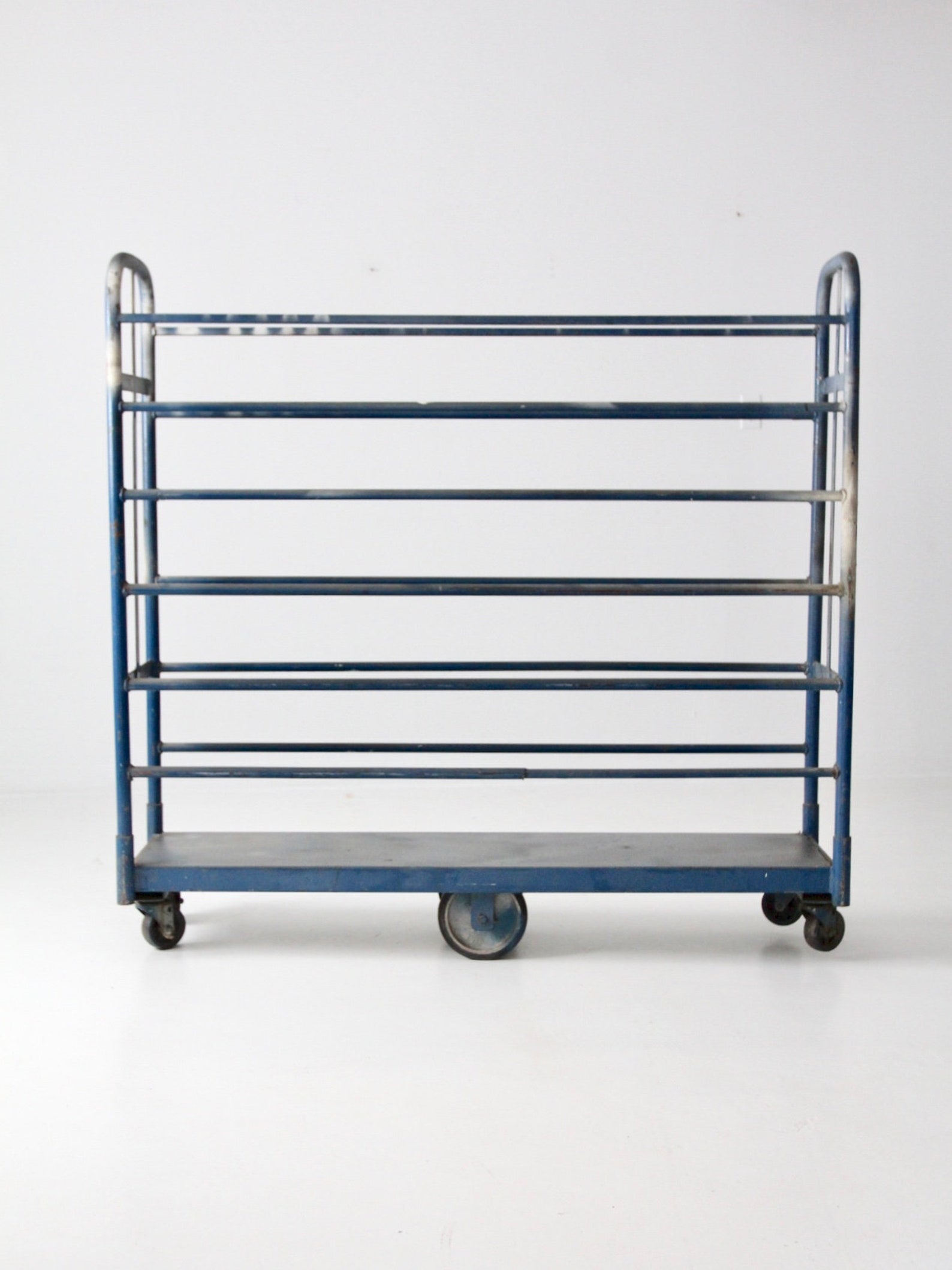 Vintage Industrial Cart Blue Metal Rolling Rack - Etsy