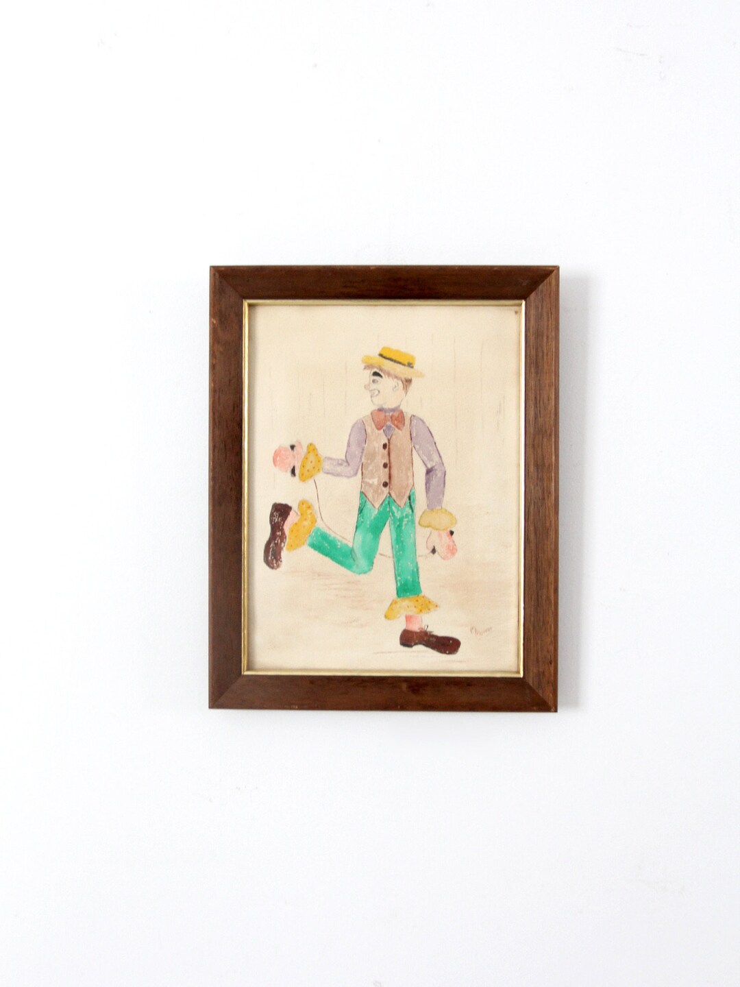 Vintage Framed Clown Art - Etsy