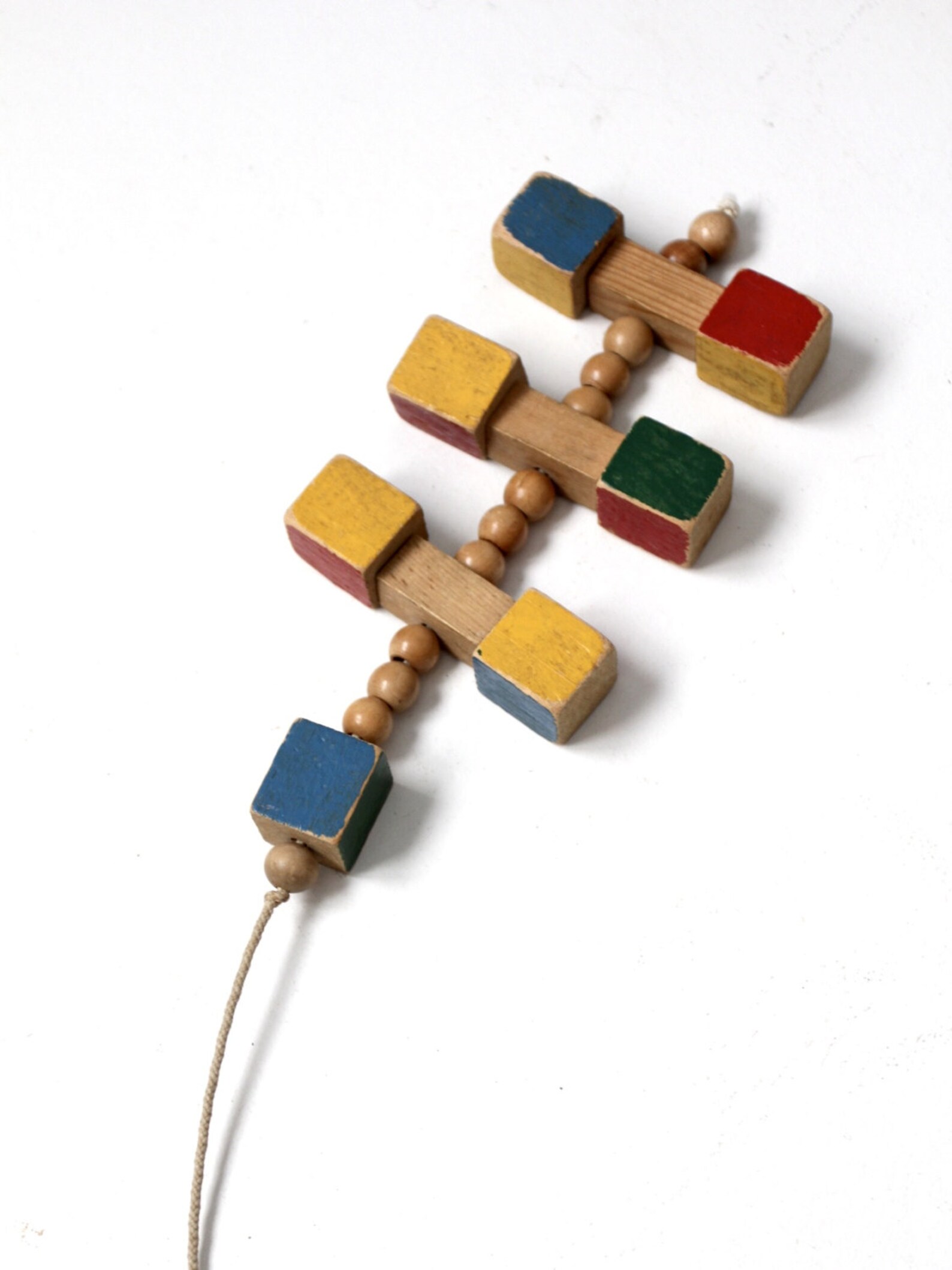Vintage Block Pull Toy Painted String Block Children's - Etsy