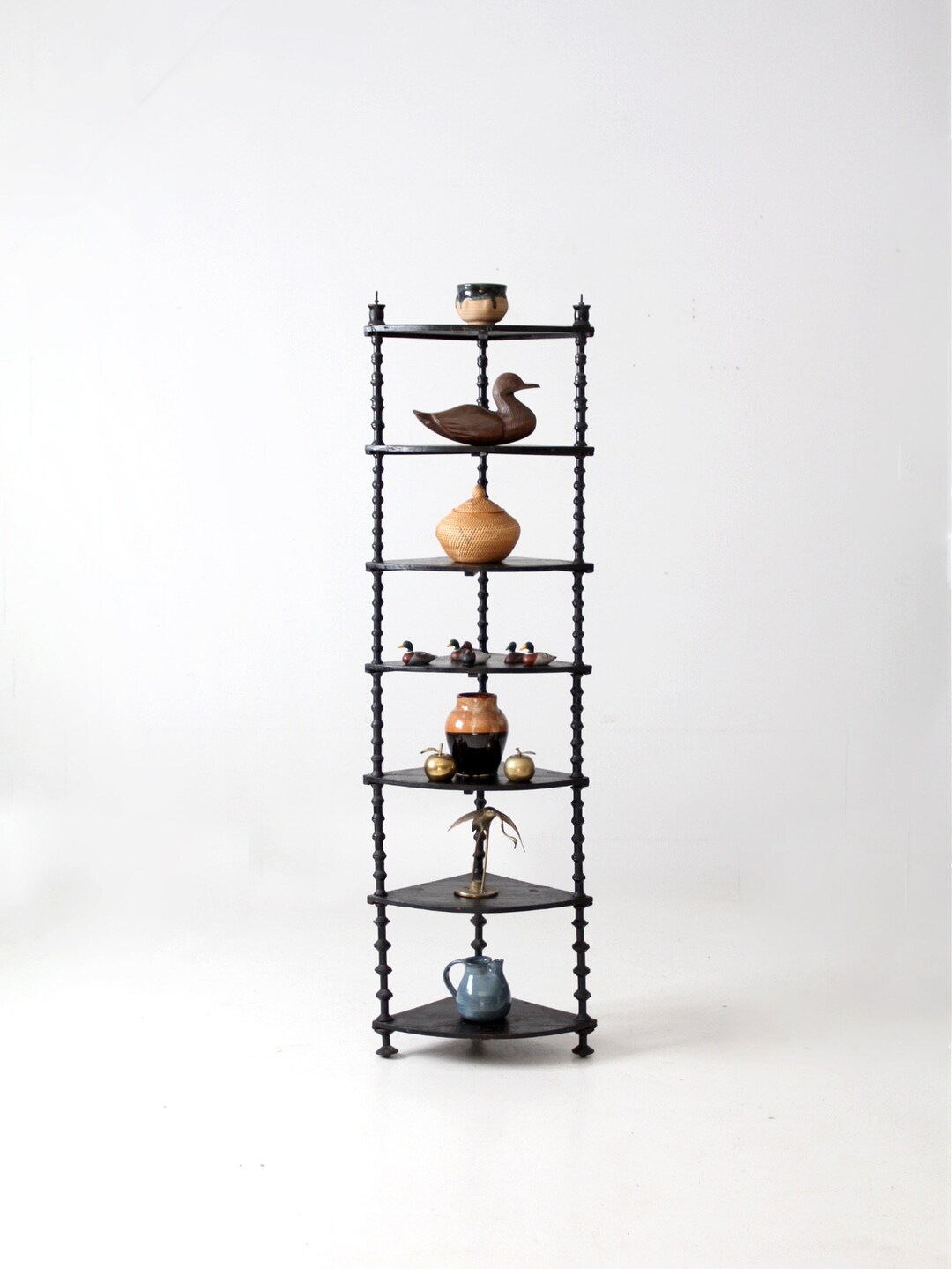 Antique Folk Art Spool Corner Shelf Etagere - Etsy