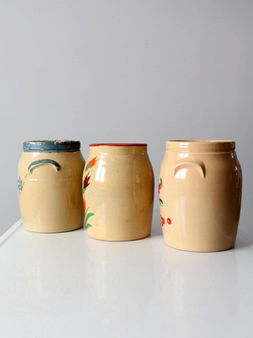 Vintage cookie jar collection set/3 hand-painted ceramic | Etsy