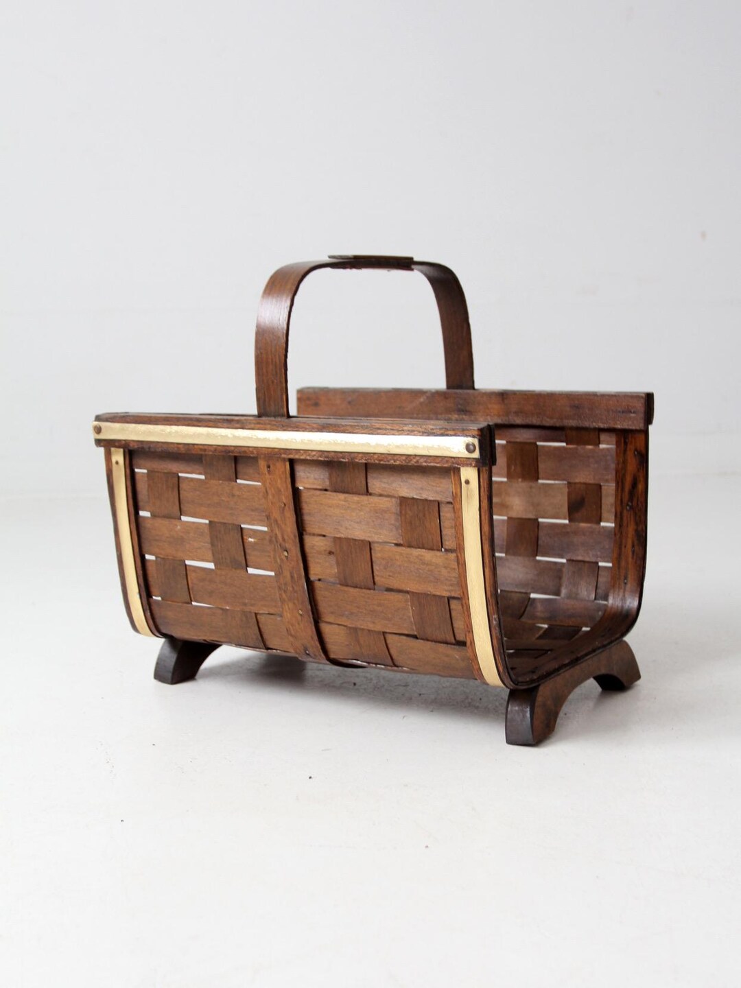 Mid-century Splint Weave Kindling Basket - Etsy