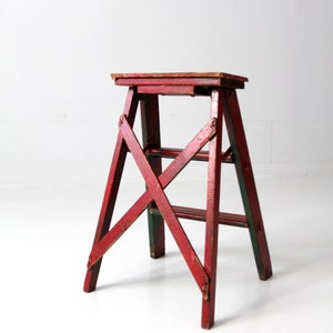 Vintage Painted Wood Step Ladder - Etsy
