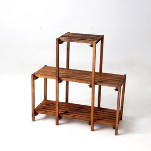 Vintage Tiered Slat Wood Plant Stand - Etsy
