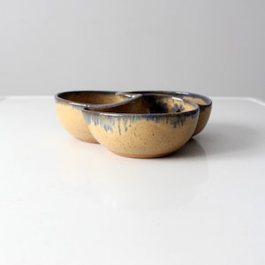 Vintage Studio Pottery Divided Bowl - Etsy