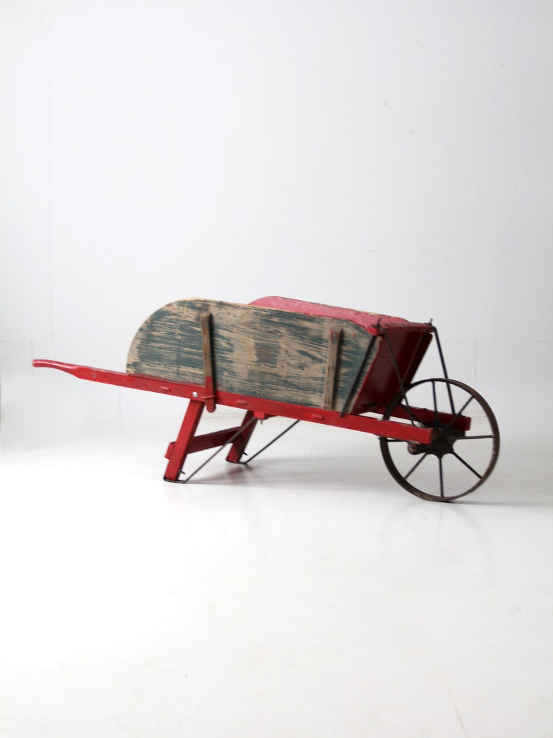 Antique Wooden Wheelbarrow - Etsy