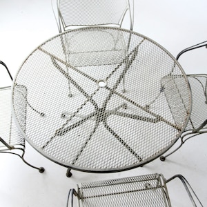 Mid-century Wrought Iron & Mesh Patio Set - Etsy