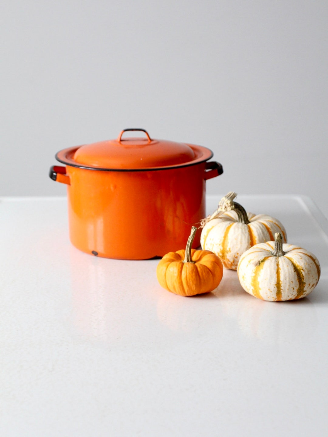 Mid-century Orange Enamelware Pot - Etsy