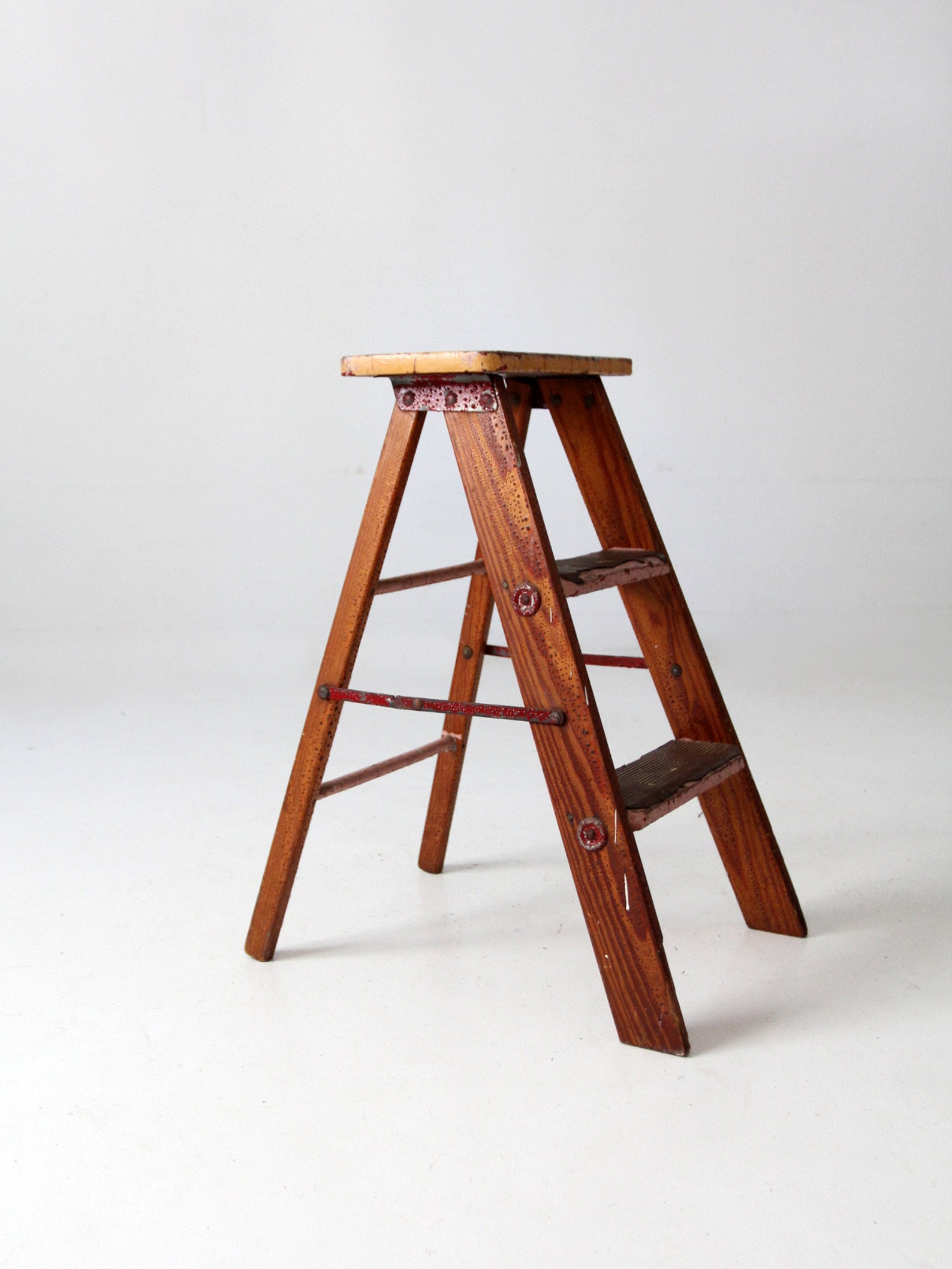Vintage Step Ladder Rustic Wooden Stepstool - Etsy
