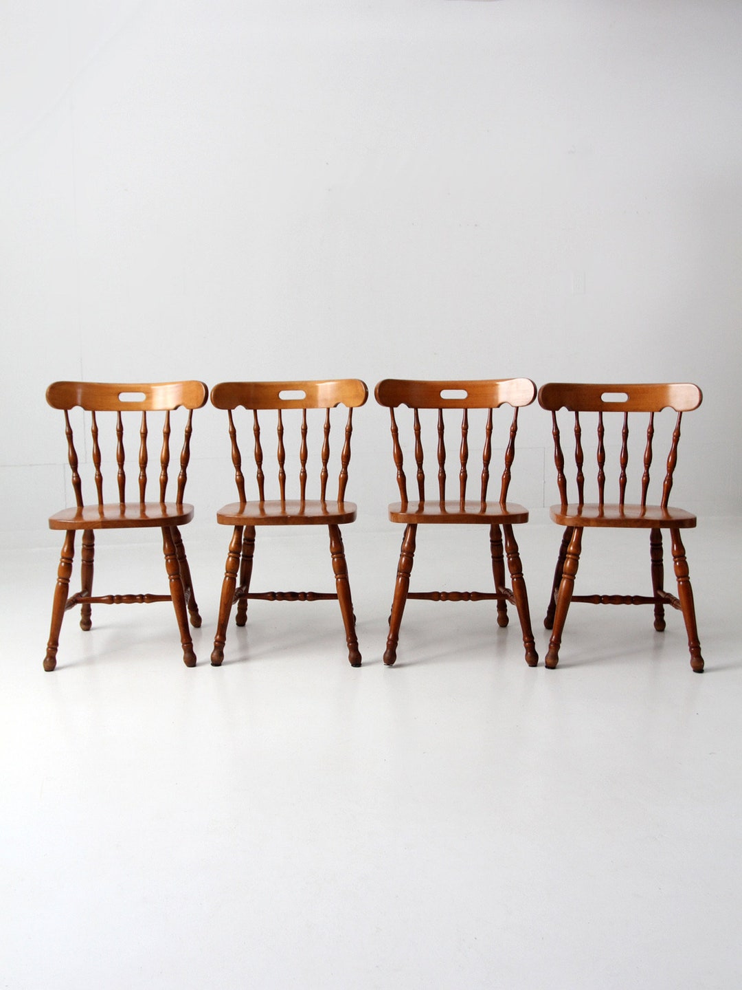 Vintage Wood Pub Style Dining Chairs Set of 4 - Etsy