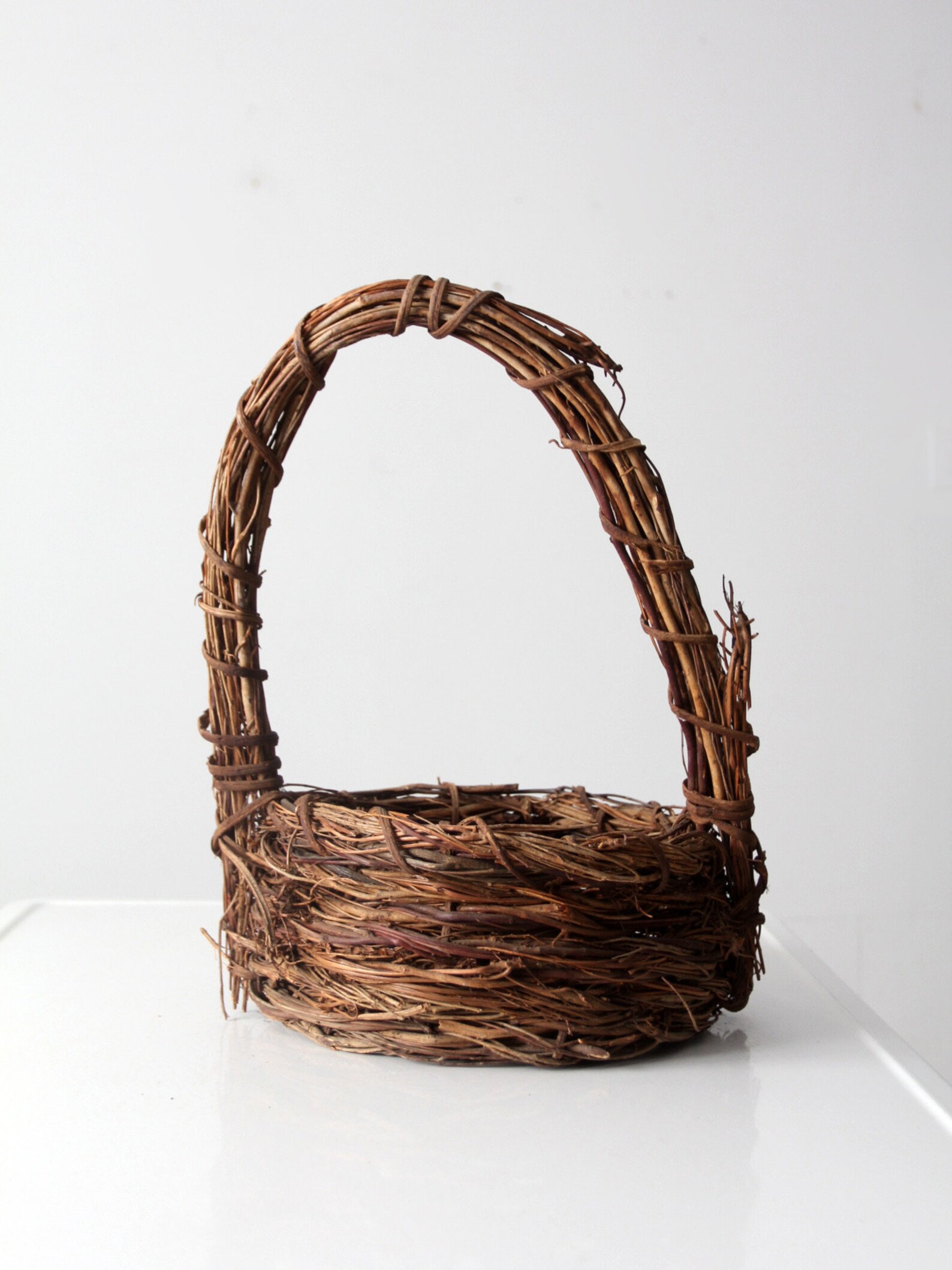 Vintage Rustic Twig Cottage Basket - Etsy