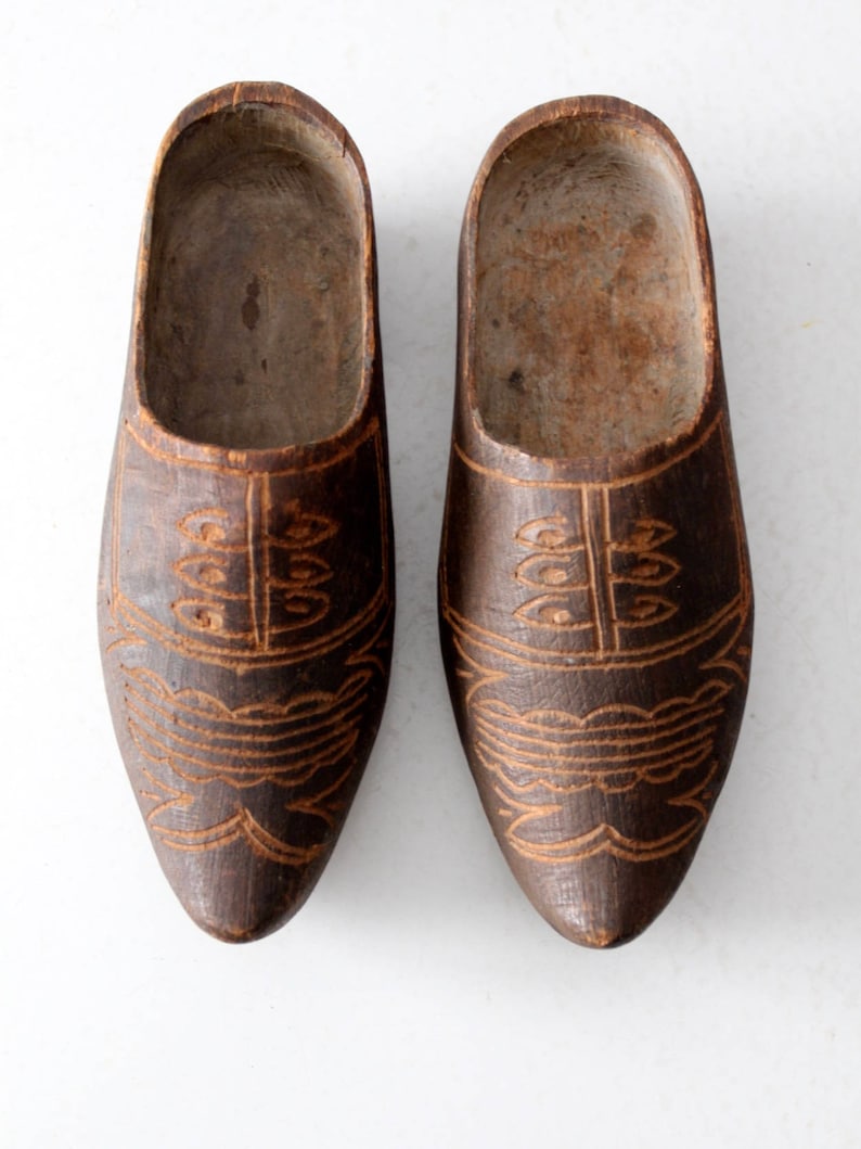 Antique Carved Wooden Clogs Decorative Wood Shoes - Etsy