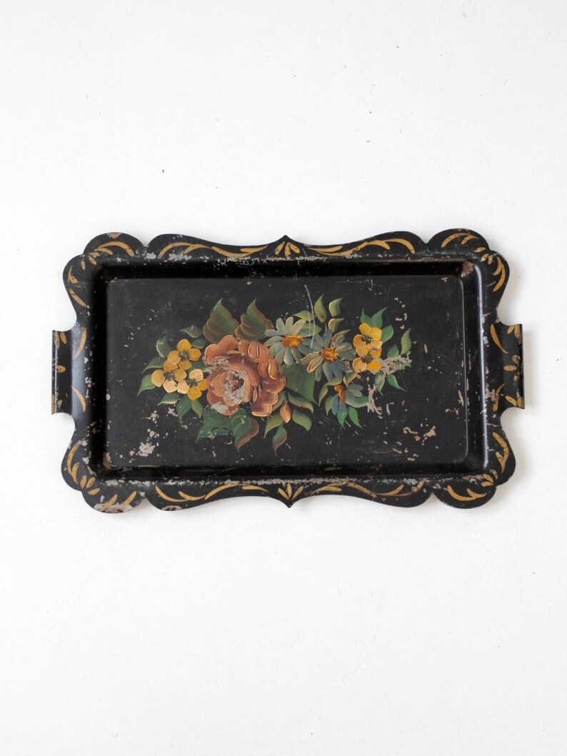 Antique Tole Tray Victorian Hand Painted Metal Tray - Etsy