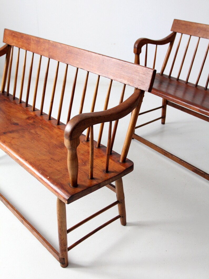 Antique Spindle Back Bench Pair - Etsy