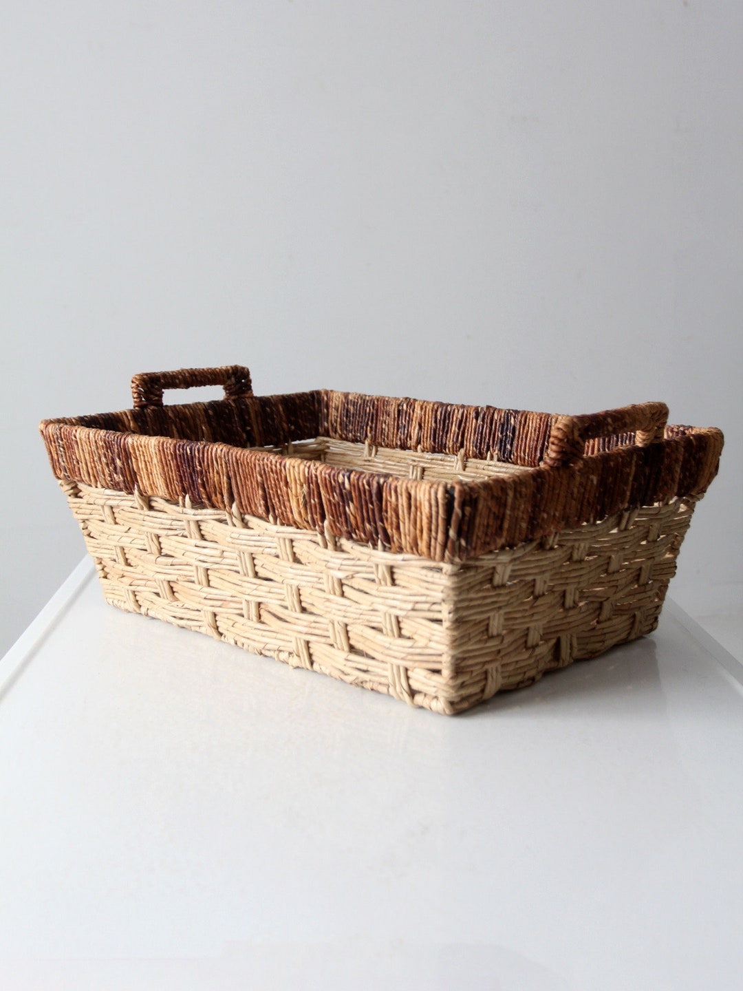 Vintage Storage Basket With Handles - Etsy