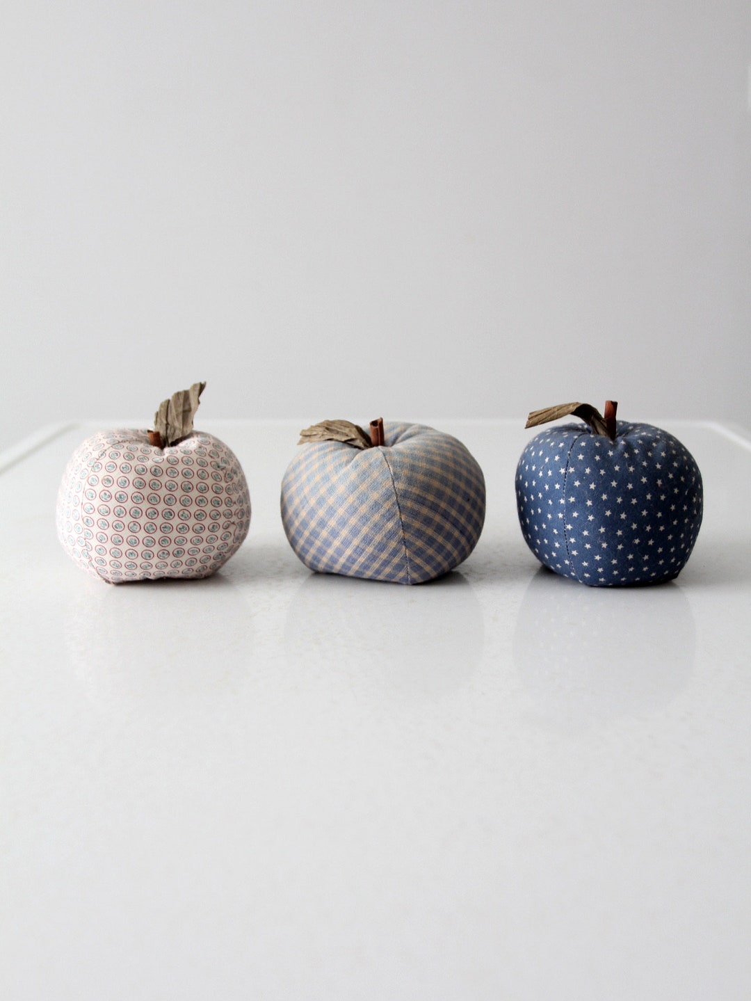 Vintage Hand-made Fabric Apple Ornaments Set/3 - Etsy