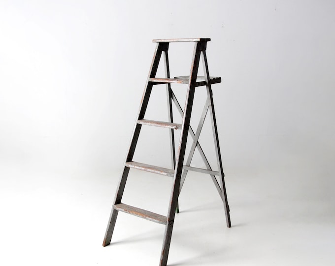Vintage Painter's Ladder, 5.5 Ft Ladder, Wooden Folding Ladder - Etsy