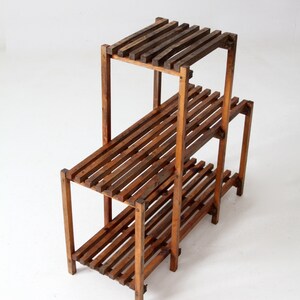 Vintage Tiered Slat Wood Plant Stand - Etsy