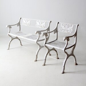 Antique Cast Iron Garden Bench and Chair - Etsy