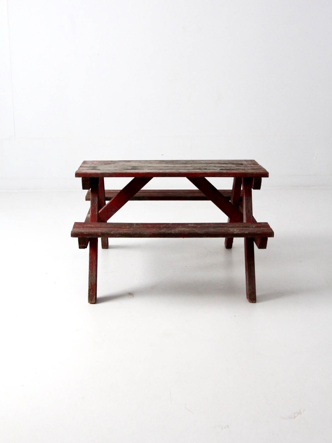 Vintage Children's Picnic Table Kid's Rustic Red Wood - Etsy