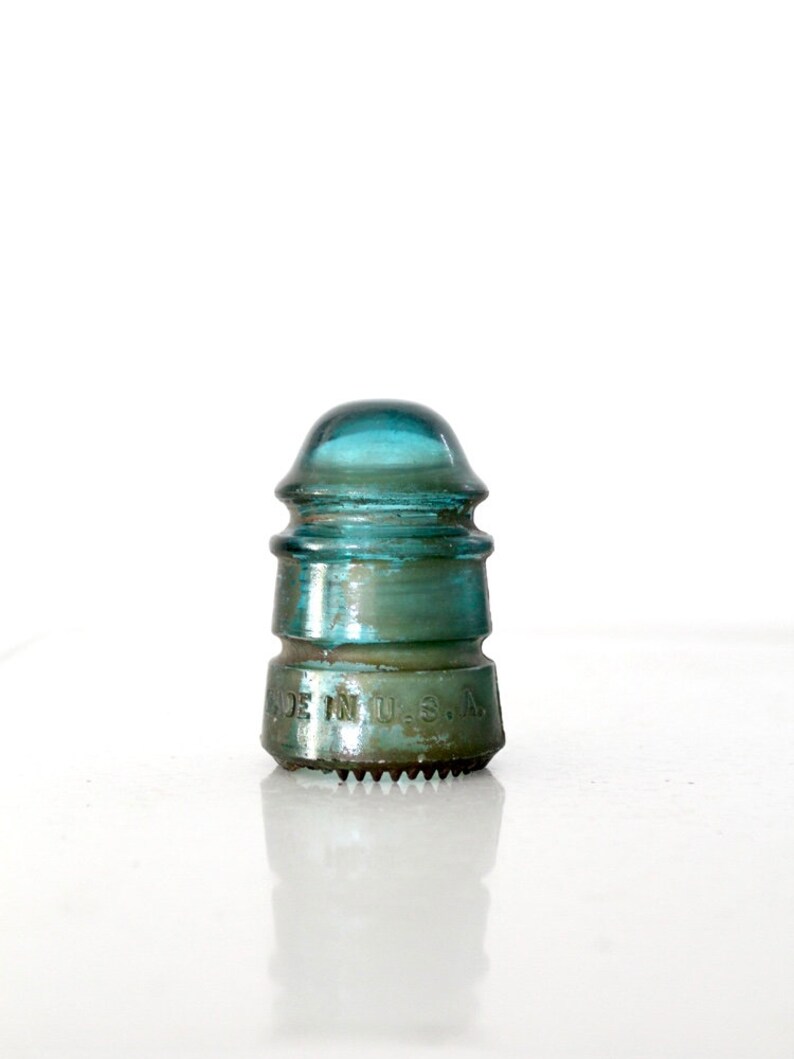 Vintage Hemingray No. 12 Aqua Glass Insulator: 1940s Telephone Exchange ...