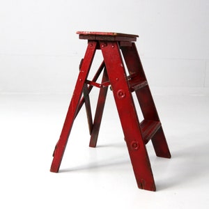 Vintage Painted Wood Step Ladder - Etsy