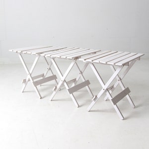 Set of 3 Vintage Slat Wood Folding End Tables - Etsy
