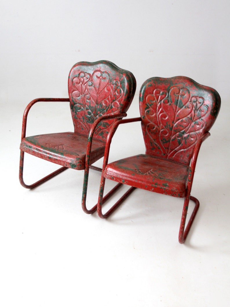 Mid-century Metal Bouncer Patio Lounge Chairs Pair - Etsy