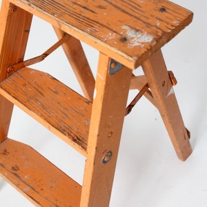 Vintage Orange Wooden Step Ladder - Etsy