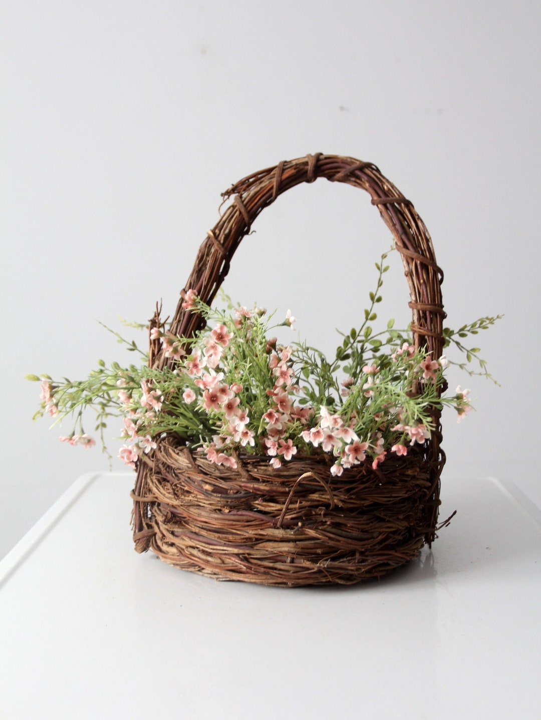 Vintage Rustic Twig Cottage Basket - Etsy