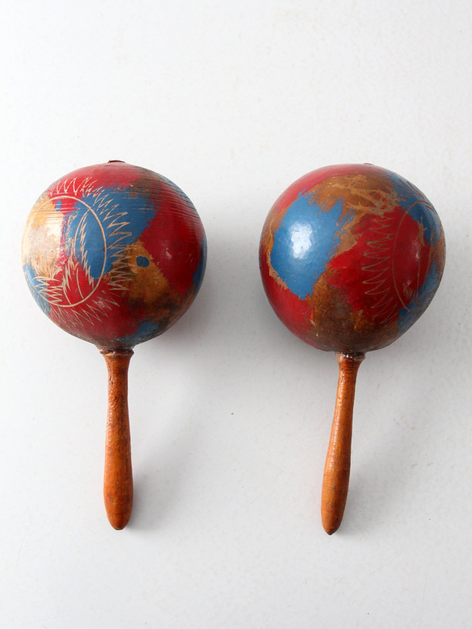 Maracas, Vintage Maraca Pair, Painted Wood Maracas Instrument - Etsy