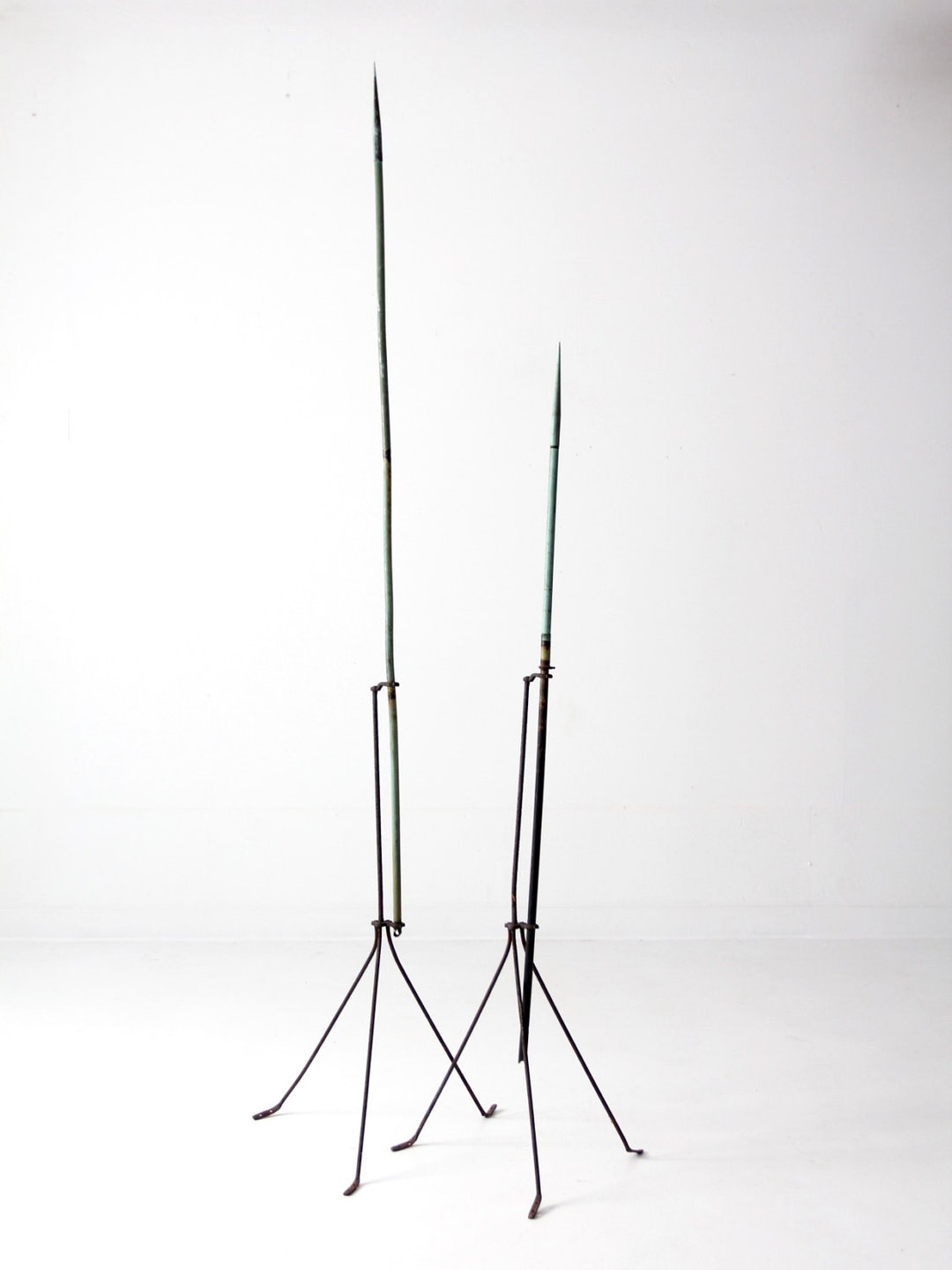 Antique American Lightning Rods, Pair Copper Verdigris Lightning Rods ...